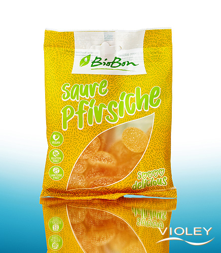 BioBon Organic Sour Peaches Fruit Gums 100 g at Violey