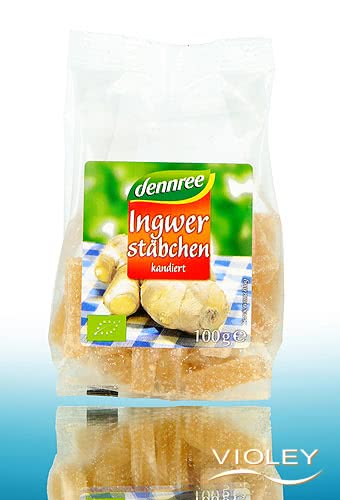 dennree Organic Candied Ginger Sticks 100 g at Violey